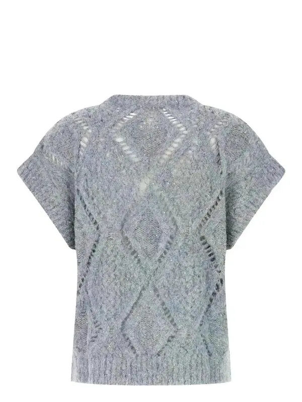 Antonelli Firenze Sequin-embellished Pointelle-knit Sweater - Blue