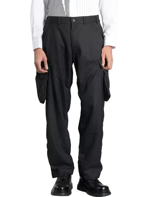 Comme Des Garçons Derby-stripe Cargo Pants - Black