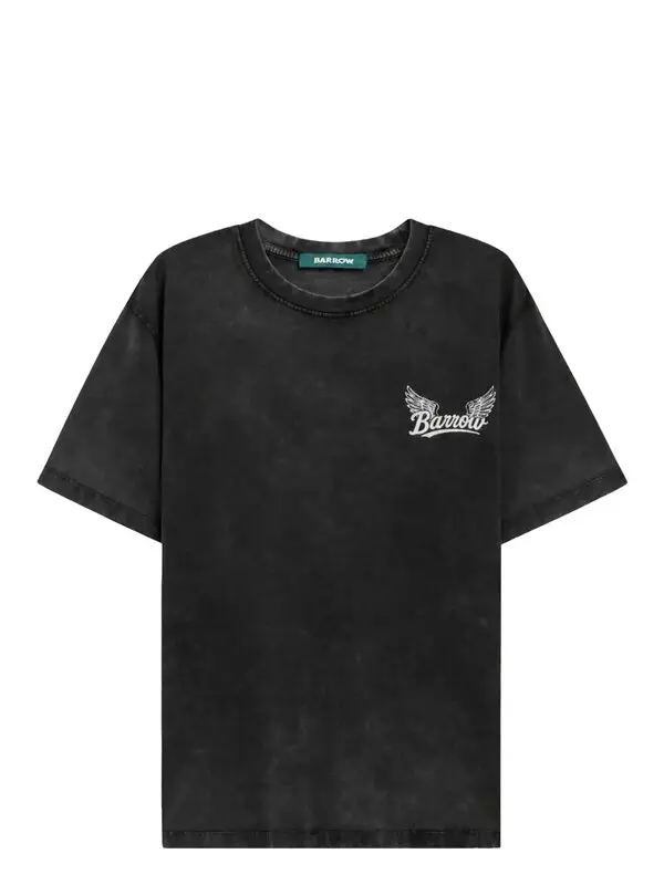 BARROW Graphic-print Acid-wash T-shirt - Black