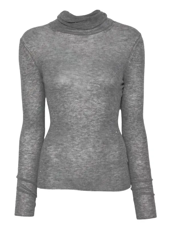 ELEH Ribbed Sequin-embellished Sweater - Grey
