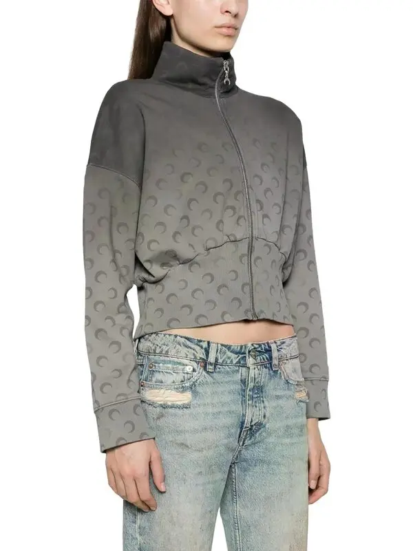 MARINE SERRE Faded Moon Zipped Sweatshirt - Grey