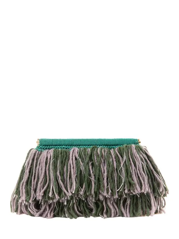 SPEIRA Clutch With Colourful Fringes - Green