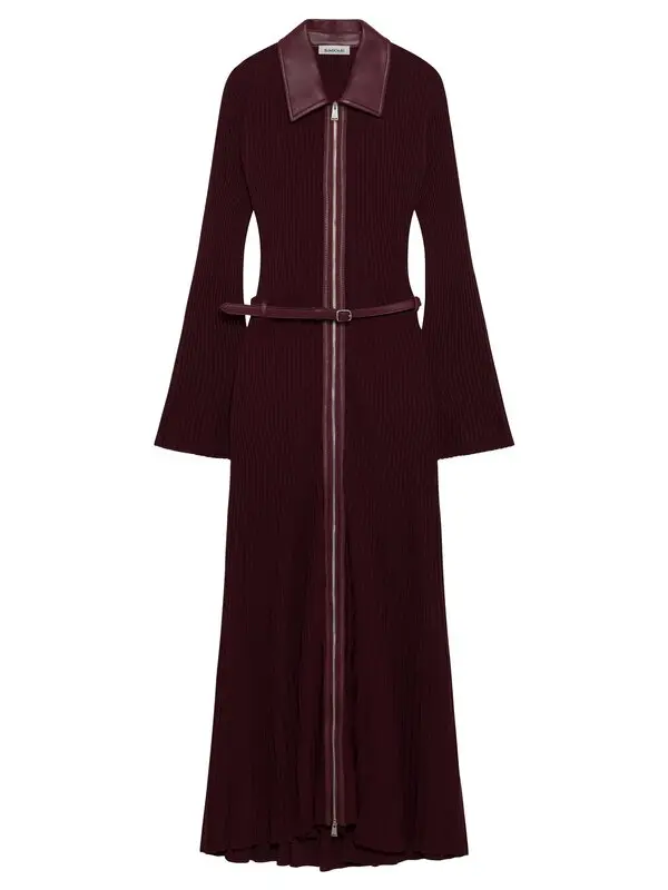 Simkhai Ismelle Knit Collared Zip-front Midi Dress - Red