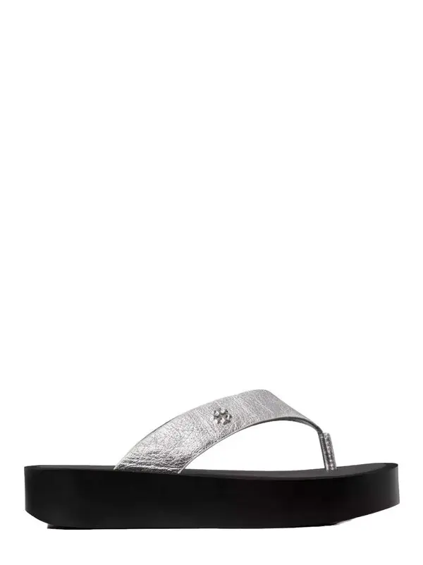 Tory Burch Crinkle-effect Platform Sandals - Silver