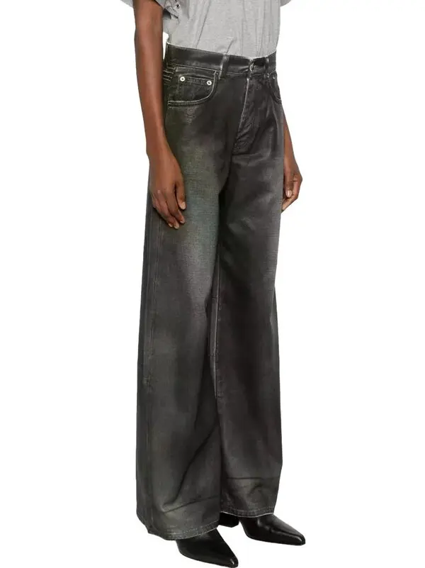 CIRCUS HOTEL Coated Wide-leg Jeans - Black
