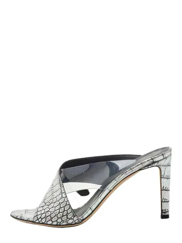 GIUSEPPE ZANOTTI Crocodile-embossed Heel Sandals - Silver