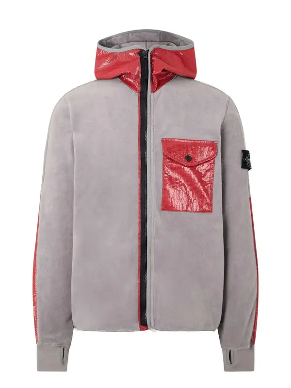 Stone Island Heat-reactive Ripstop-trimmed Brushed Cotton-blend Fleece Zip-up Hoodie - Gray