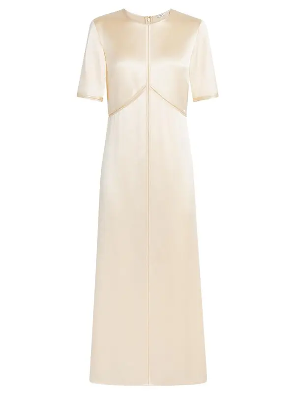 JOSEPH Silk Satin Aura Midi Dress - Beige