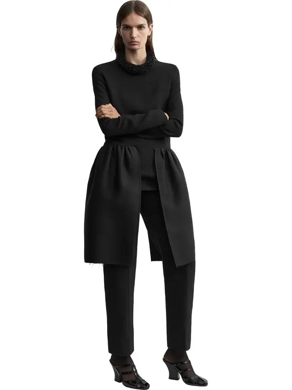 TOTEME Long Peplum Top - Black