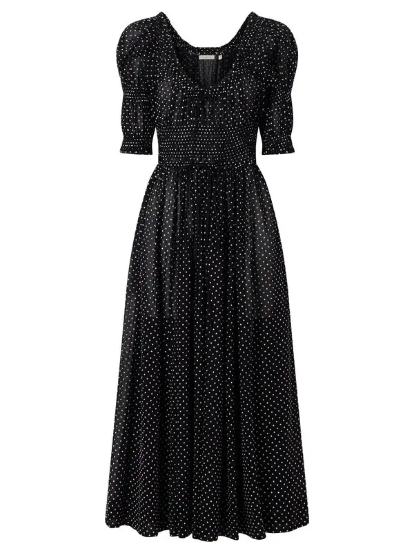 DÔEN Ischia Polka Dots Organic Cotton Voile Midi Dress - Multi