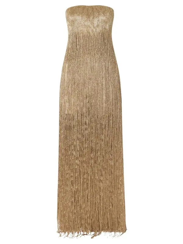 MARMAR HALIM Strapless Bead-embellished Corset Gown - Gold