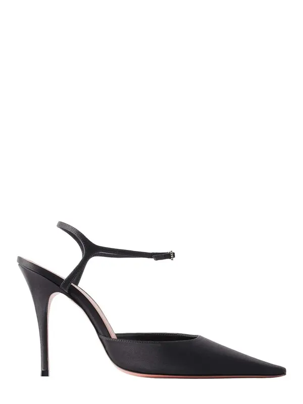 Amina Muaddi Carolyn 100 Satin Pumps - Black