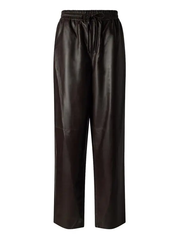 JOSEPH Nat Paneled Leather Straight-leg Pants - Brown