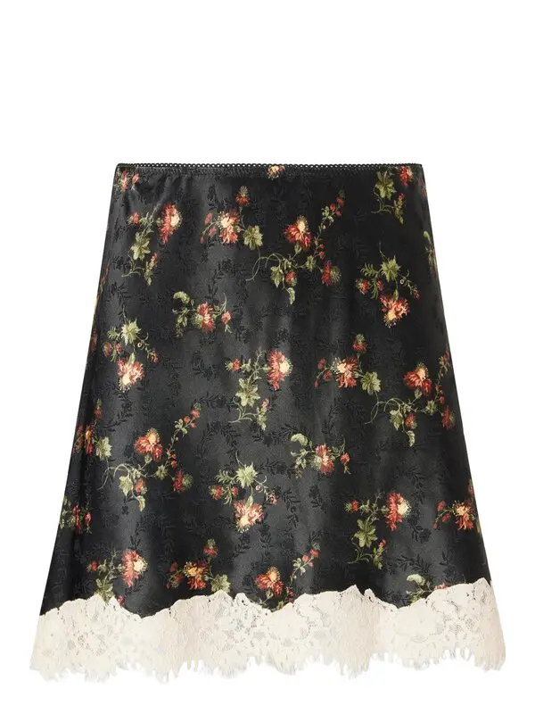 DÔEN Giulietta Lace-trimmed Floral-jacquard Mini Skirt - Multi