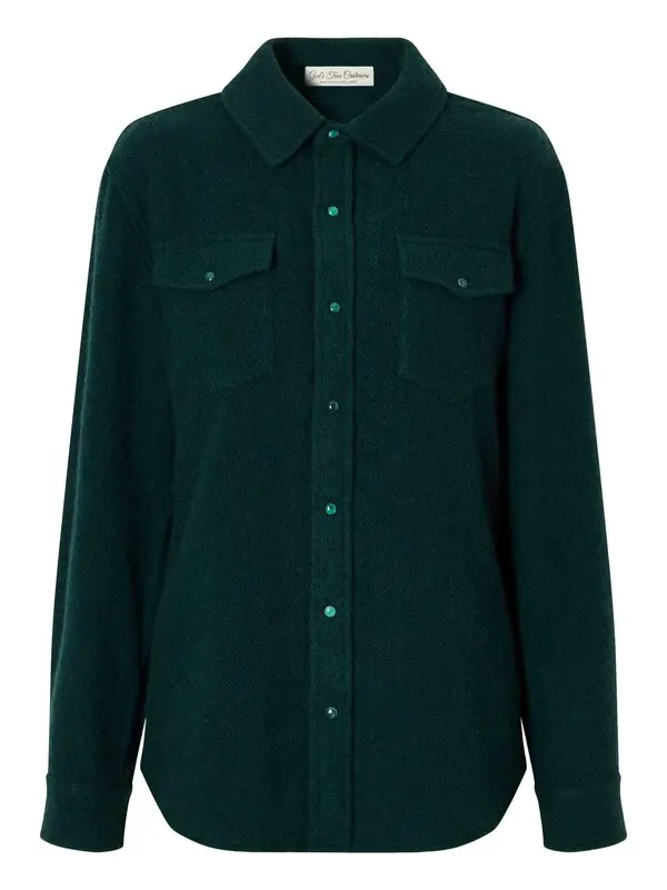 GOD'S TRUE CASHMERE Malachite Brushed Cashmere Shirt - Emerald