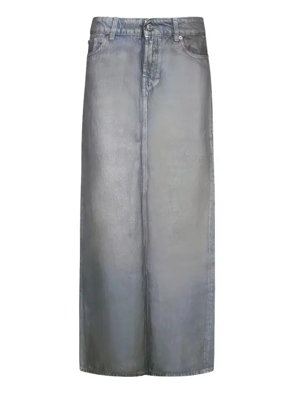 7 For All Mankind Metallic-effect Slit Maxi Skirt - Grey