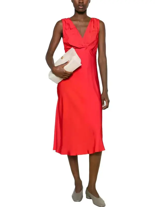 Calvin Klein V-neck Sleeveless Midi Dress - Red