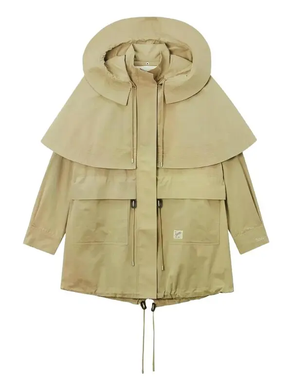 Sea Odessa Cape-detail Drawstring Coat - Neutrals