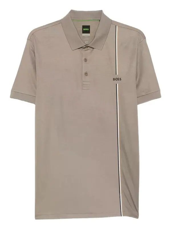 BOSS Logo-print Striped Polo Shirt - Neutrals