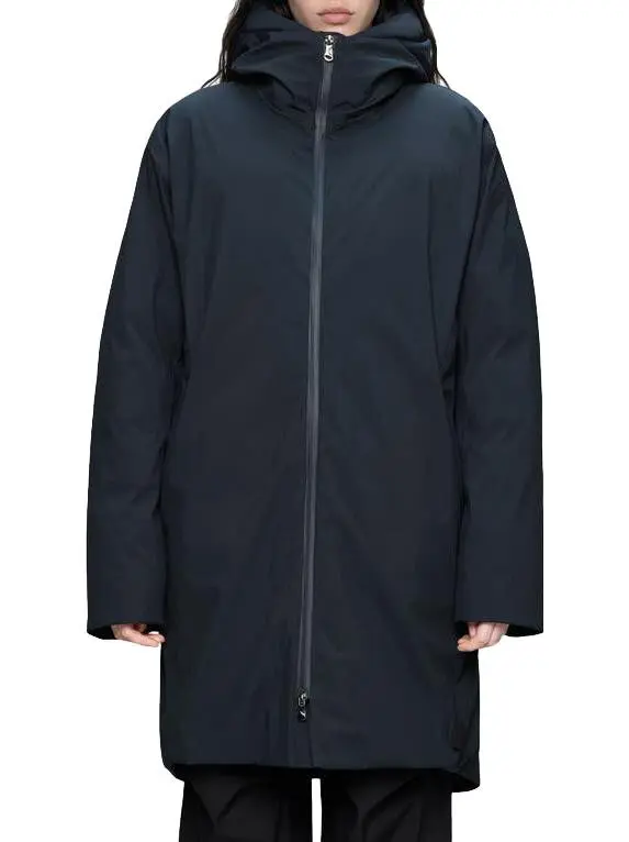 Rains Sarna Long Puffer Jacket - Navy
