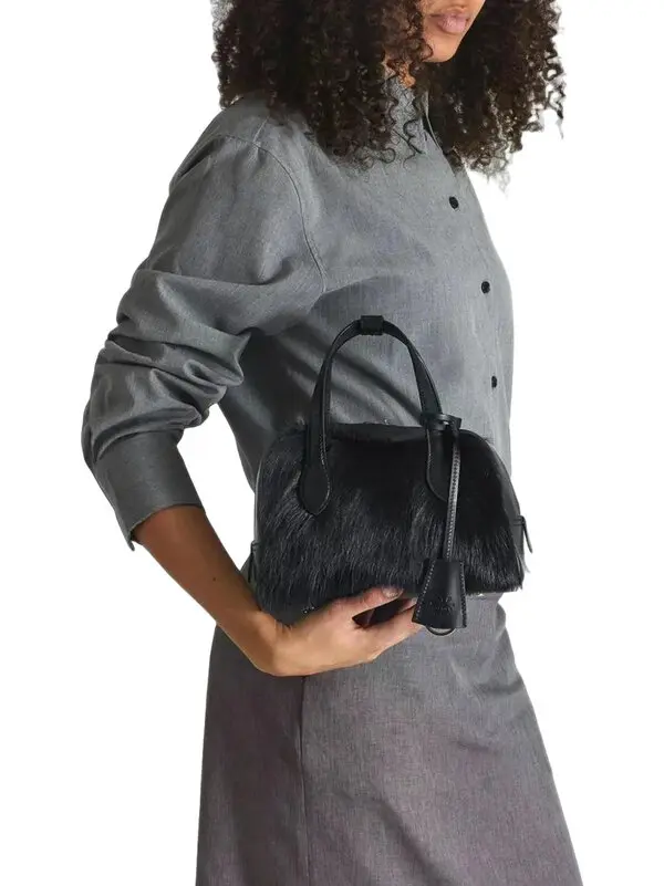 ATP ATELIER Ormelle Calf Hair Tote Bag - Black