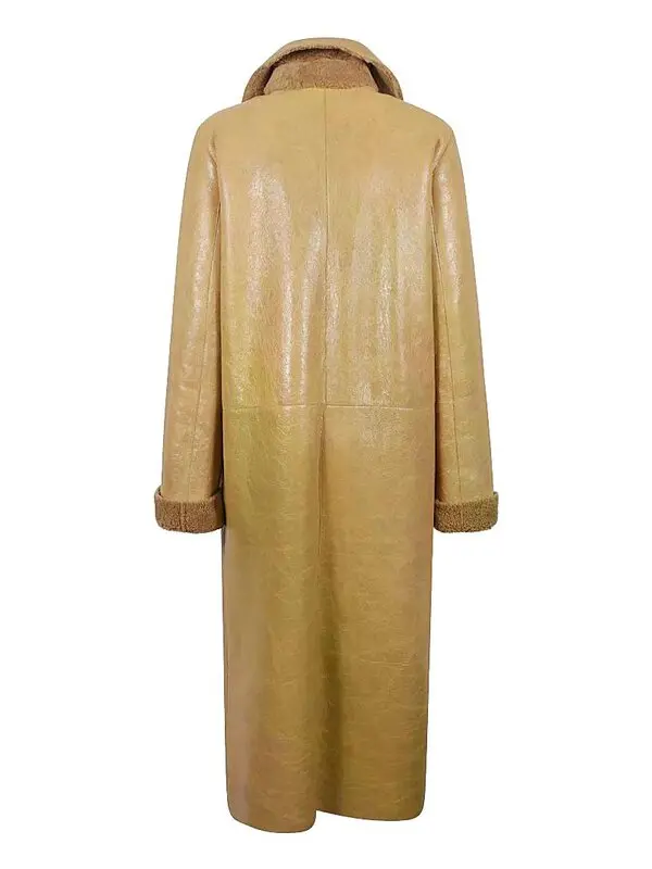 Fendi Leather Coat - Neutrals