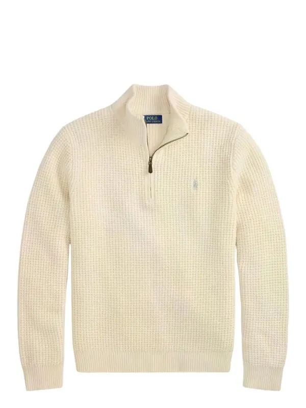 Polo Ralph Lauren Waffle-knit Quarter-zip Sweater - Neutrals