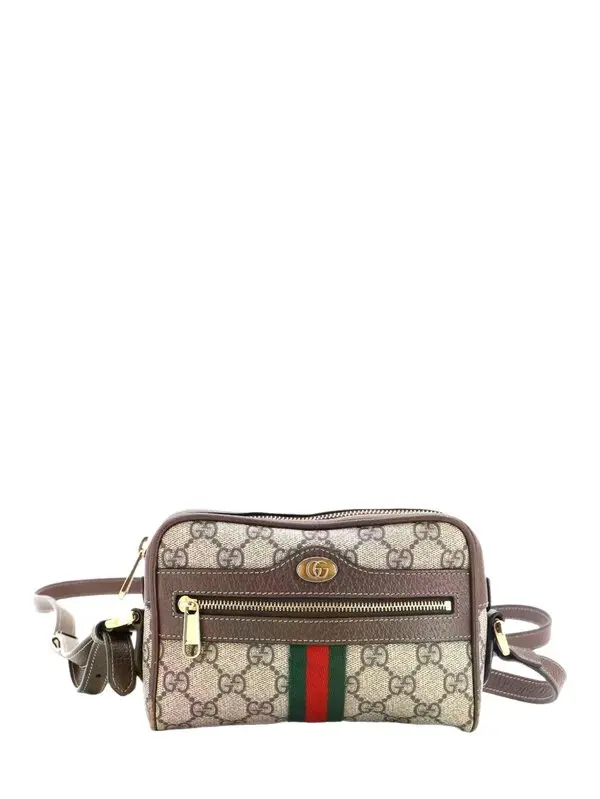 Gucci Ophidia Shoulder Bag Gg Coated Canvas Mini Crossbody Bag - Brown