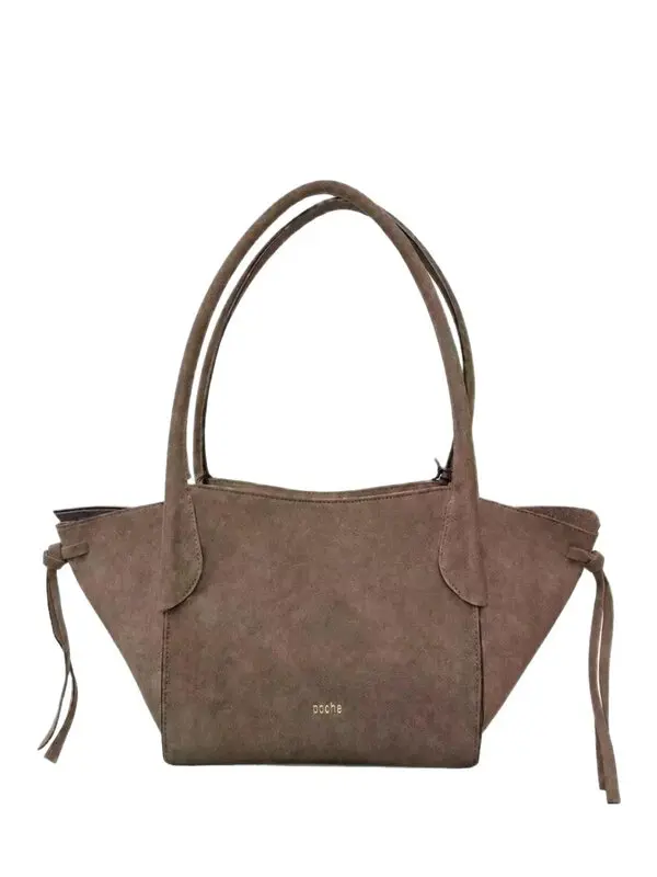 POCHE PARIS Torba Suede-effect Drawstring Tote Bag - Brown