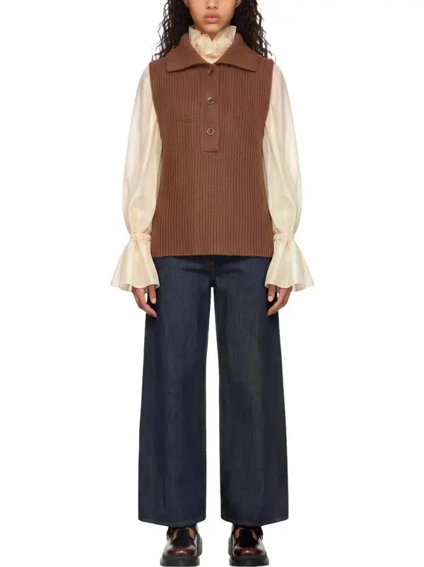 UMA WANG Ribbed-knit Sleeveless Sweater - Brown