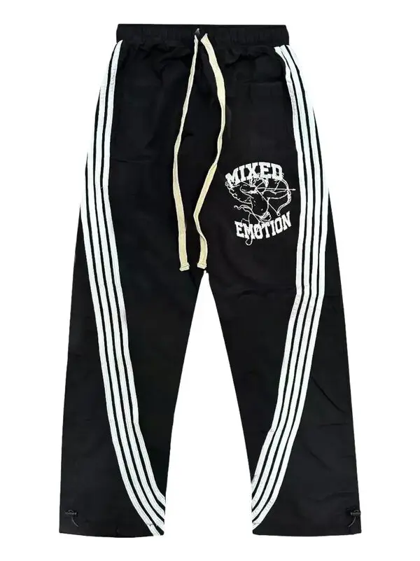 Mixed Emotion Logo-print Side-stripe Track Pants - Black