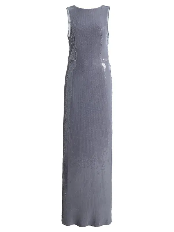 Ila Nala Open-back Sequined Maxi Dress - Silver