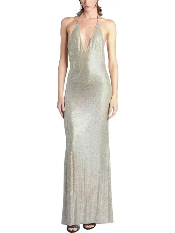 Giuseppe Di Morabito Crystal-embellished Halterneck Maxi Dress - Silver