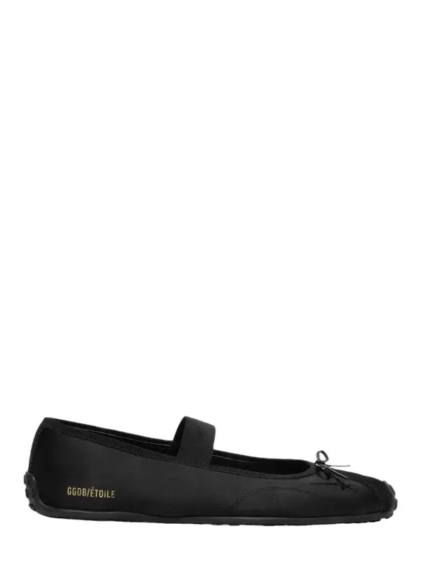GOLDEN GOOSE Toile Ballet Flats In Satin With Embroidered Star And Elastic Strap - Black