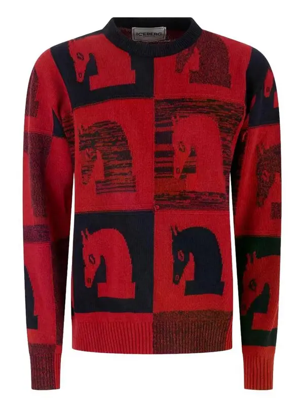 Iceberg Horse-intarsia Knitted Sweater - Red