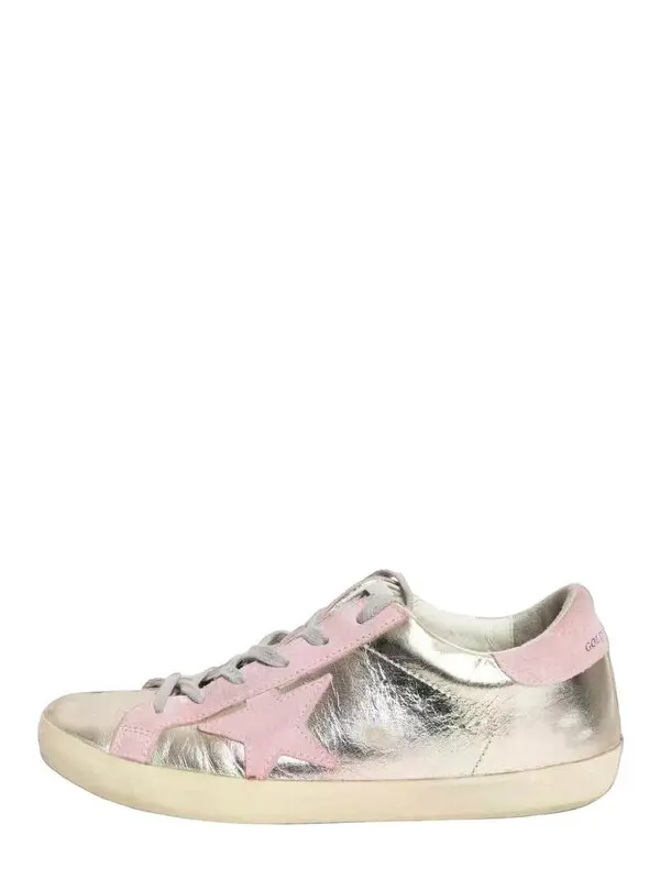 GOLDEN GOOSE Superstar Metallic Leather Sneakers - Silver