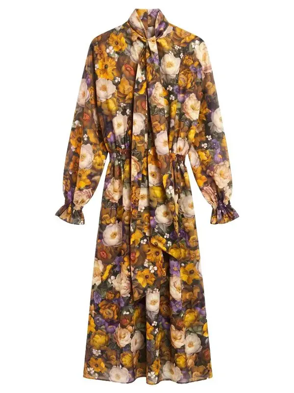 Adam Lippes Seraphina Floral-print Silk Maxi Dress - Brown
