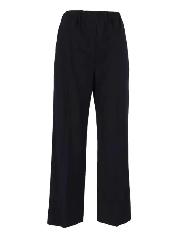 Max Mara Stretch Wool Flannel Trousers Navy - Blue