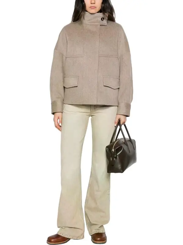 Alberto Biani High-neck Flap-pocket Jacket - Neutrals