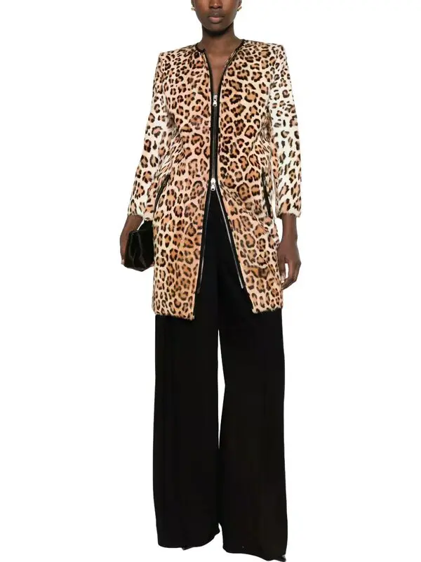 Emilio Pucci Leopard-print Zip-up Coat - Neutrals