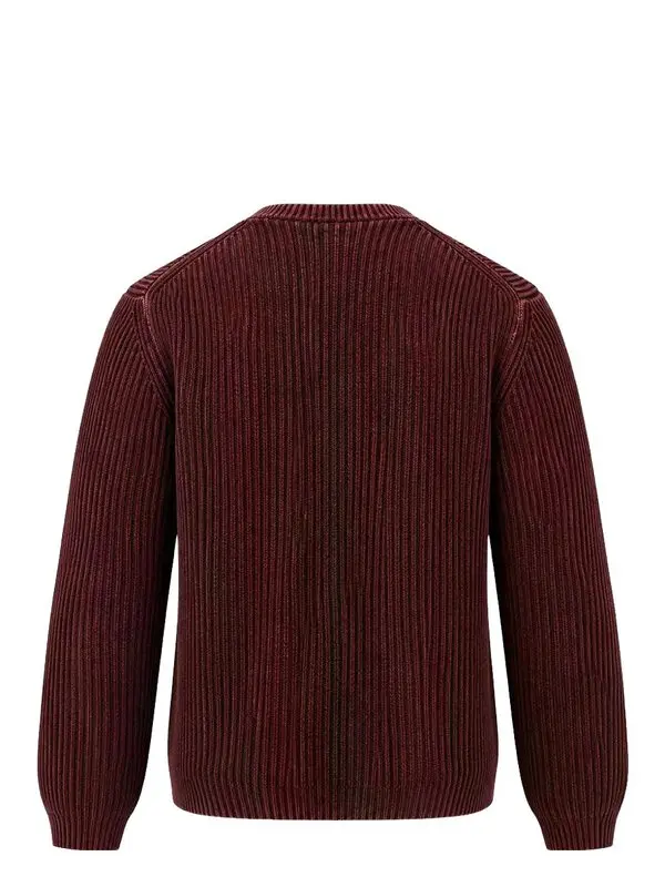 C.P. COMPANY Cotton Chenille Special-dyed Crew-neck Logo Sweater - Red