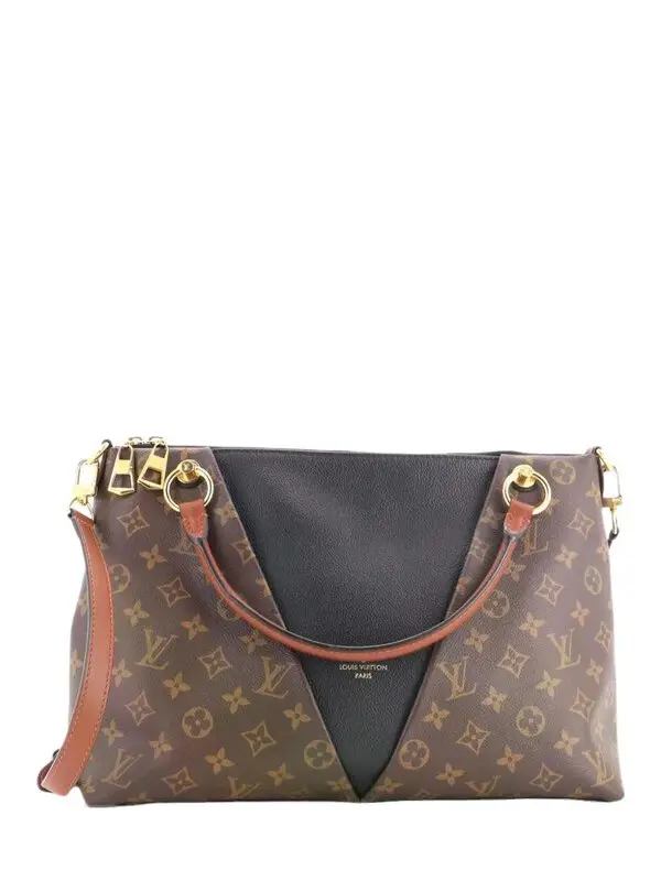 LOUIS VUITTON V Tote Monogram Canvas And Leather Mm Shoulder Bag - Black