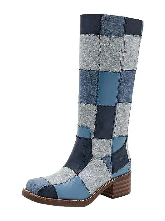 FRYE AND CO. Miranda Patchwork Boots - Denim Patchwork