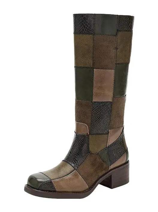 FRYE AND CO. Miranda Patchwork Boots - Evergreen Patchwork