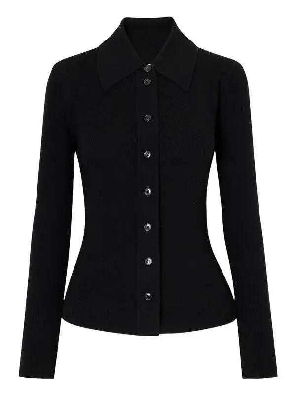 EMILIA WICKSTEAD Ribbed Wool Cardigan - Black
