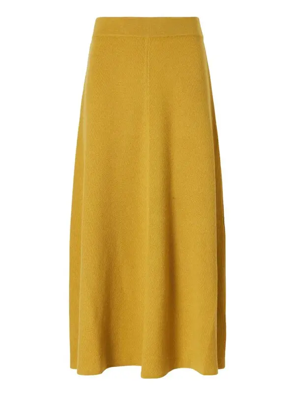 EMILIA WICKSTEAD Ribbed Wool Midi Skirt - Yellow