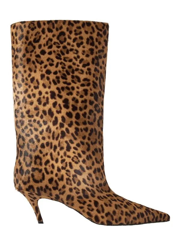 Amina Muaddi Fiona 60 Leopard-print Calf Hair Knee Boots - Brown