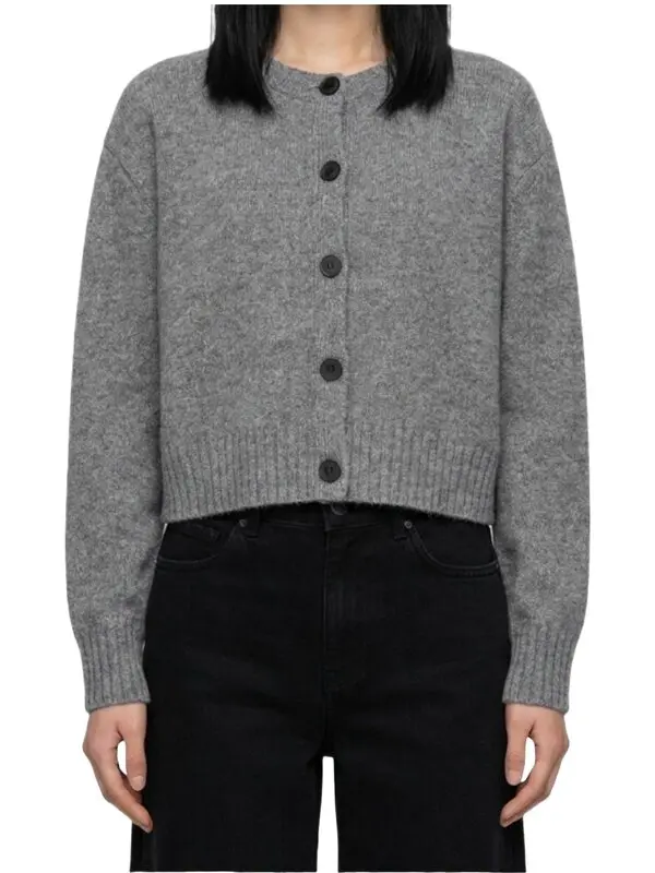 Loulou De Saison Long-sleeved Button-up Knit Top - Gray