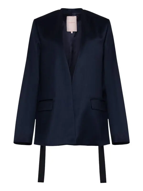 ROKSANDA Selma Wool Satin Belted Jacket - Blue