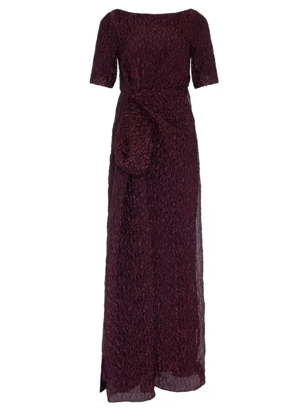 ROKSANDA Syla Cloqué Gathered Drape Maxi Dress - Red